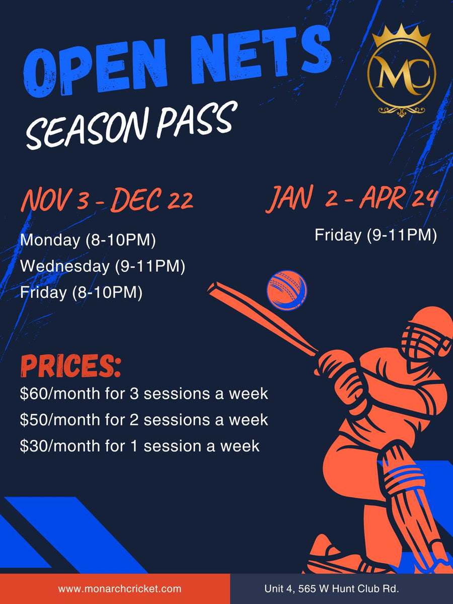 CRICKET NETS- 2025/26 SEASON PASS – MONARCH CRICKET